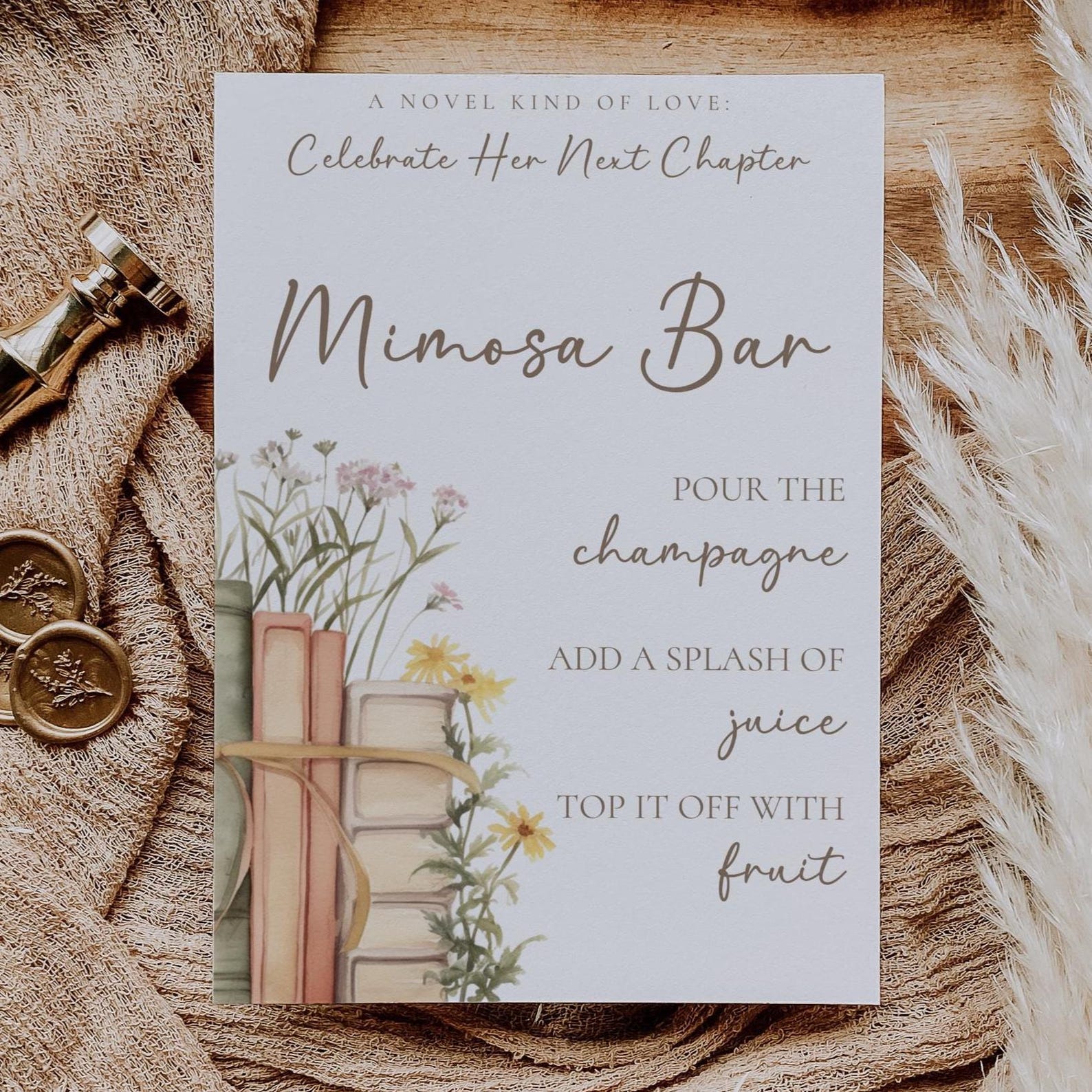 Storybook Mimosa Bar Sign, Book Theme Bridal Shower Drinks Sign ...