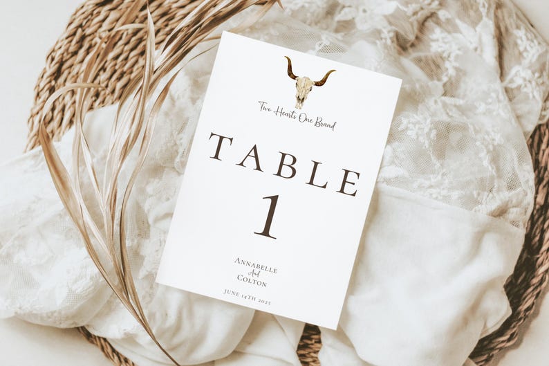 Western Boho Wedding Table Number Template, Cowboy Wedding Table Decor ...