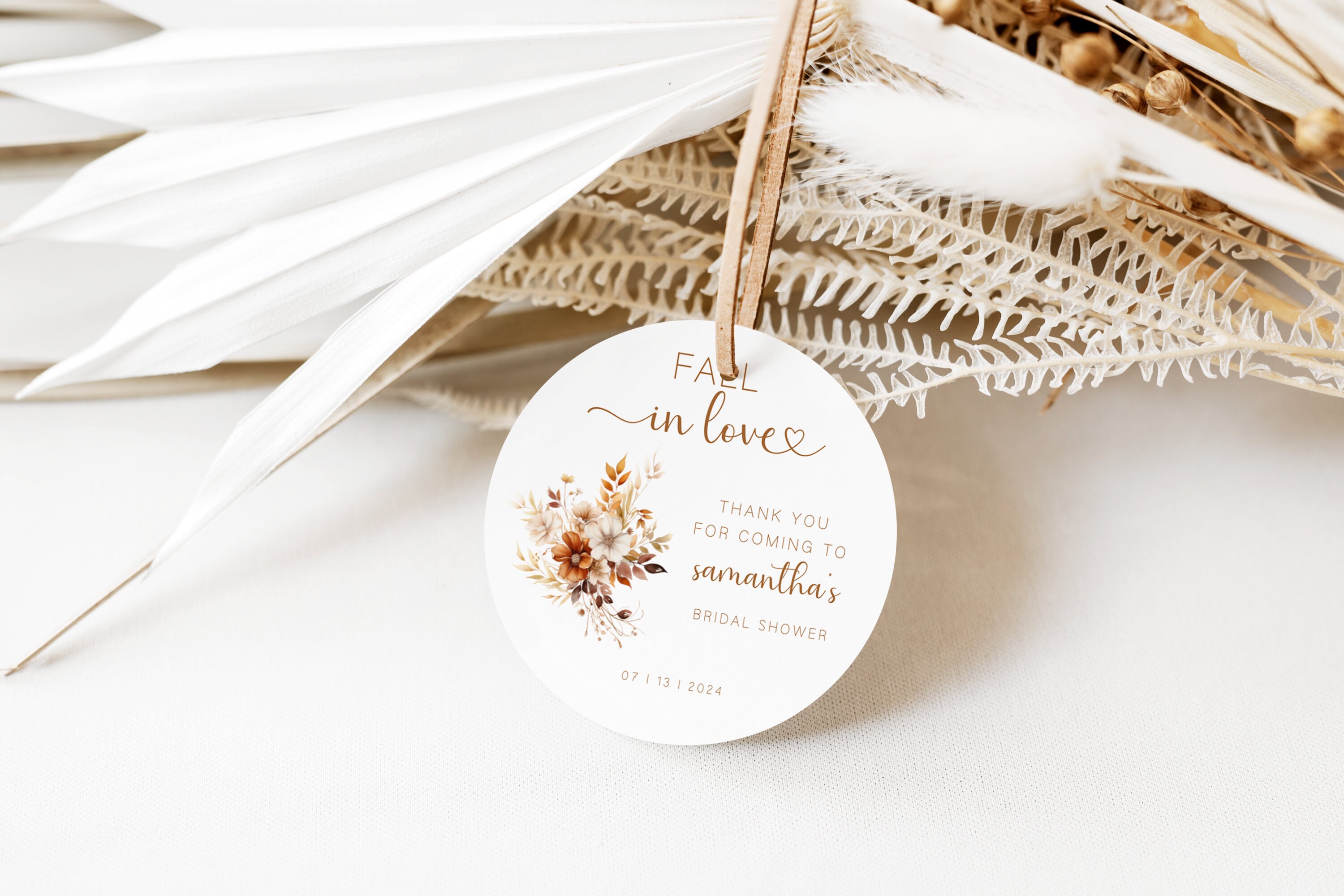 Fall Floral Bridal Shower Favor Tag, Fall Thank You Tag, Fall in Love ...