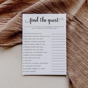 Minimalist Find the Guest Game, Printable Bridal Shower Game, Editable ...