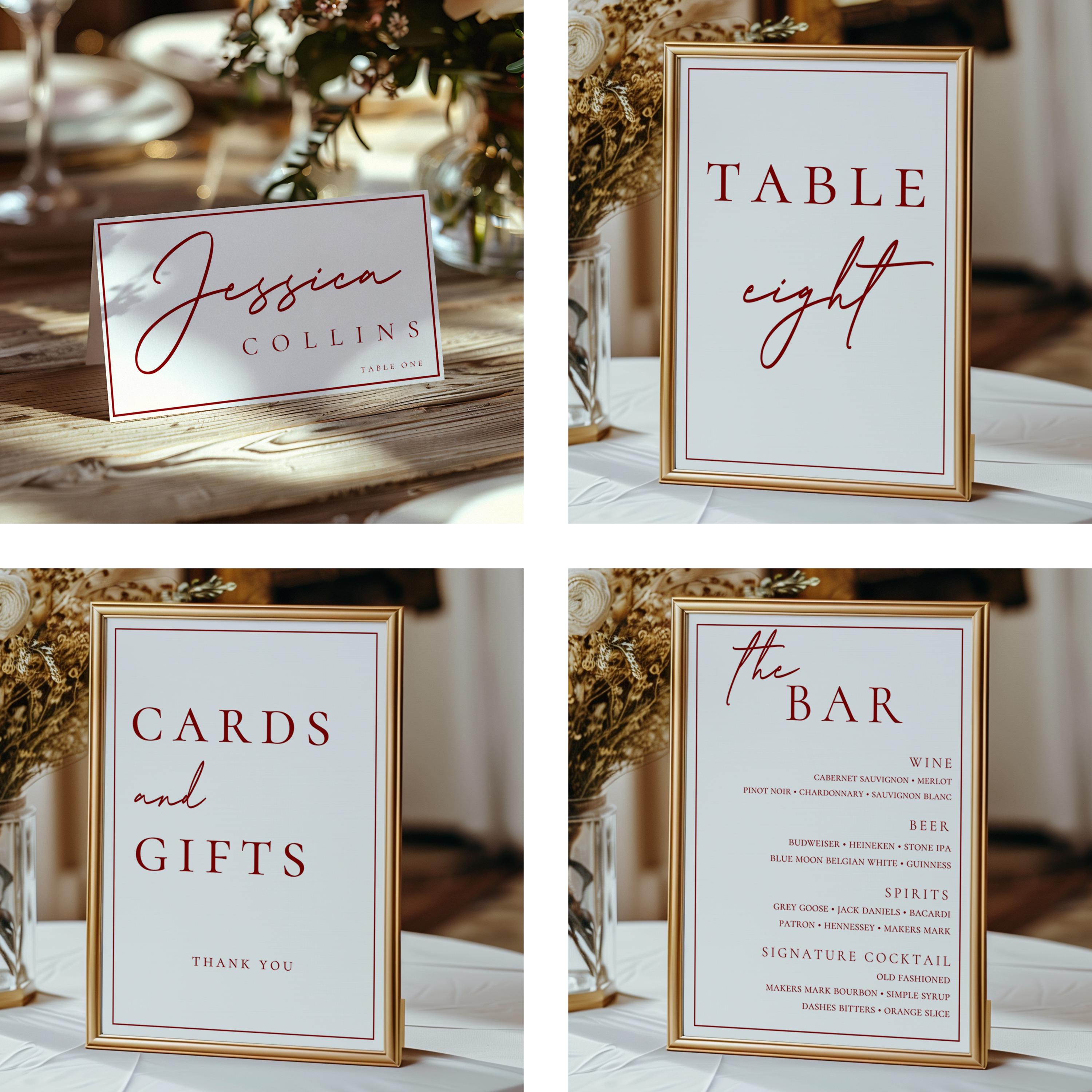 Red Romance Modern Printable Wedding Bundle, Digital Stationery ...