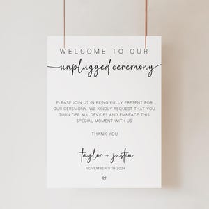 Minimalist Unplugged Ceremony Wedding Sign, Modern Unplugged Ceremony ...
