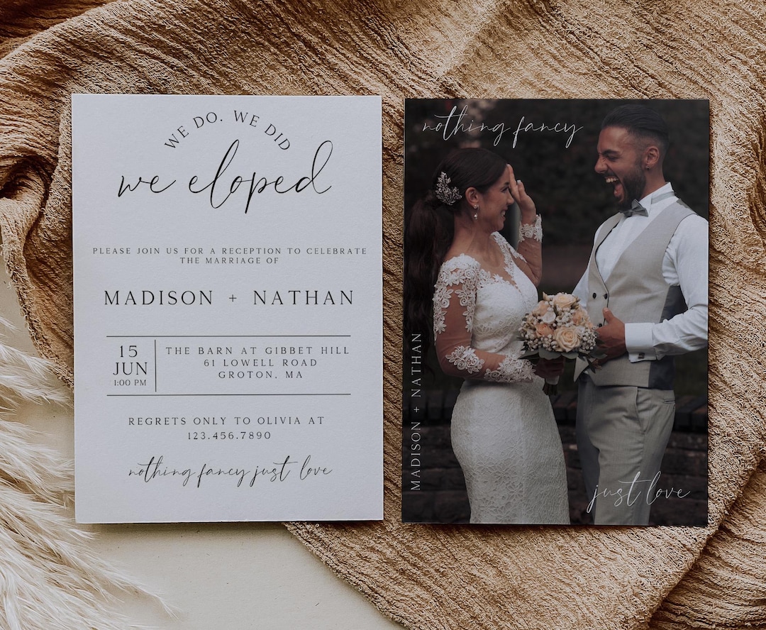Minimalist Elopement Reception Invitation, Happily Ever After Party ...