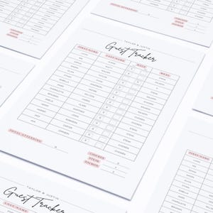 Wedding Guest List Tracker, Printable Guest Checklist for Wedding ...