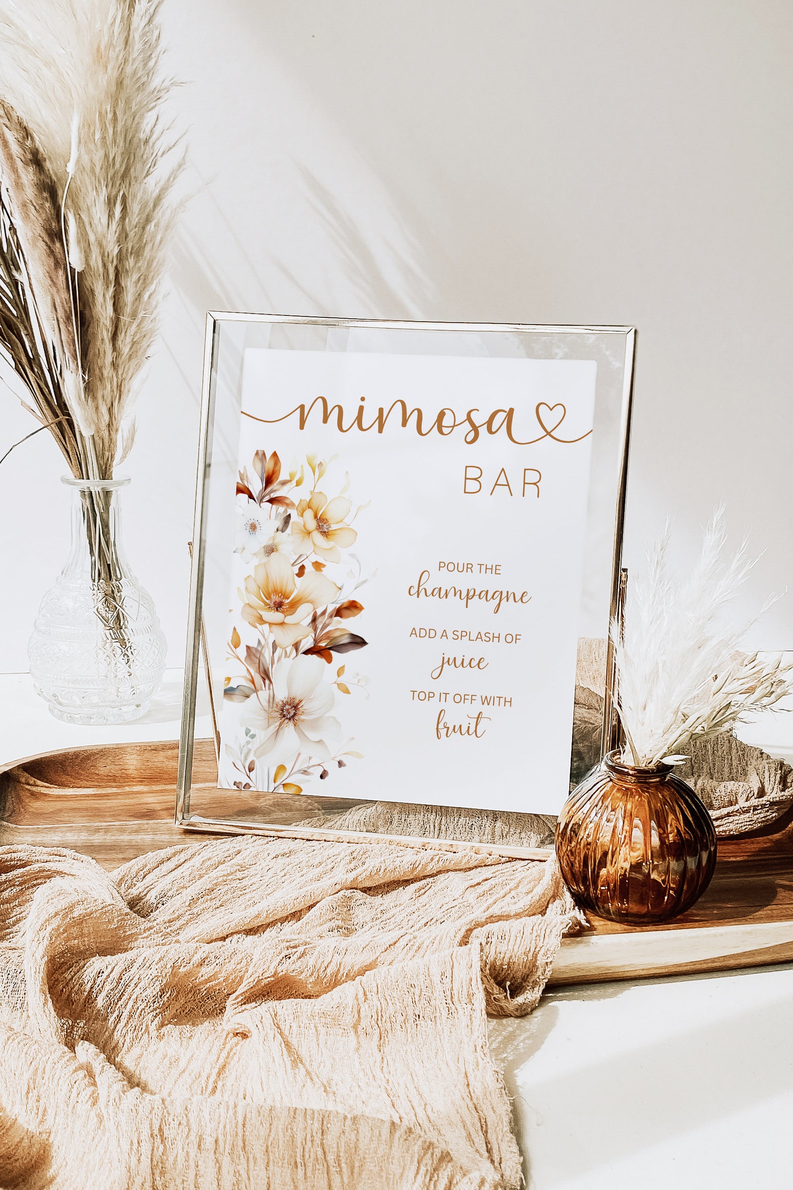 Fall Floral Mimosa Bar Sign, Floral Mimosa Bar Sign, Fall Bridal Shower ...