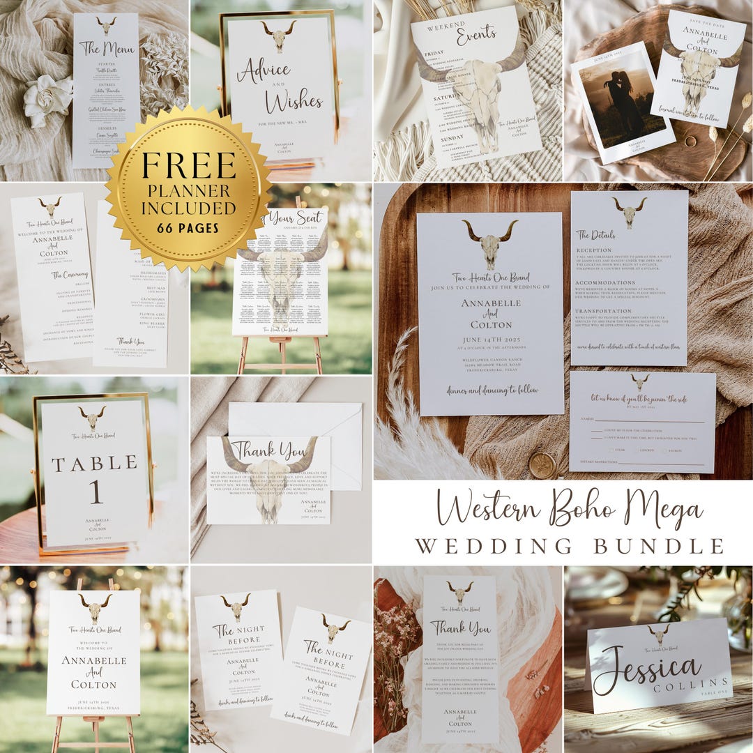 Western Wedding Mega Bundle, Desert Wedding Sign Templates, Ranch ...
