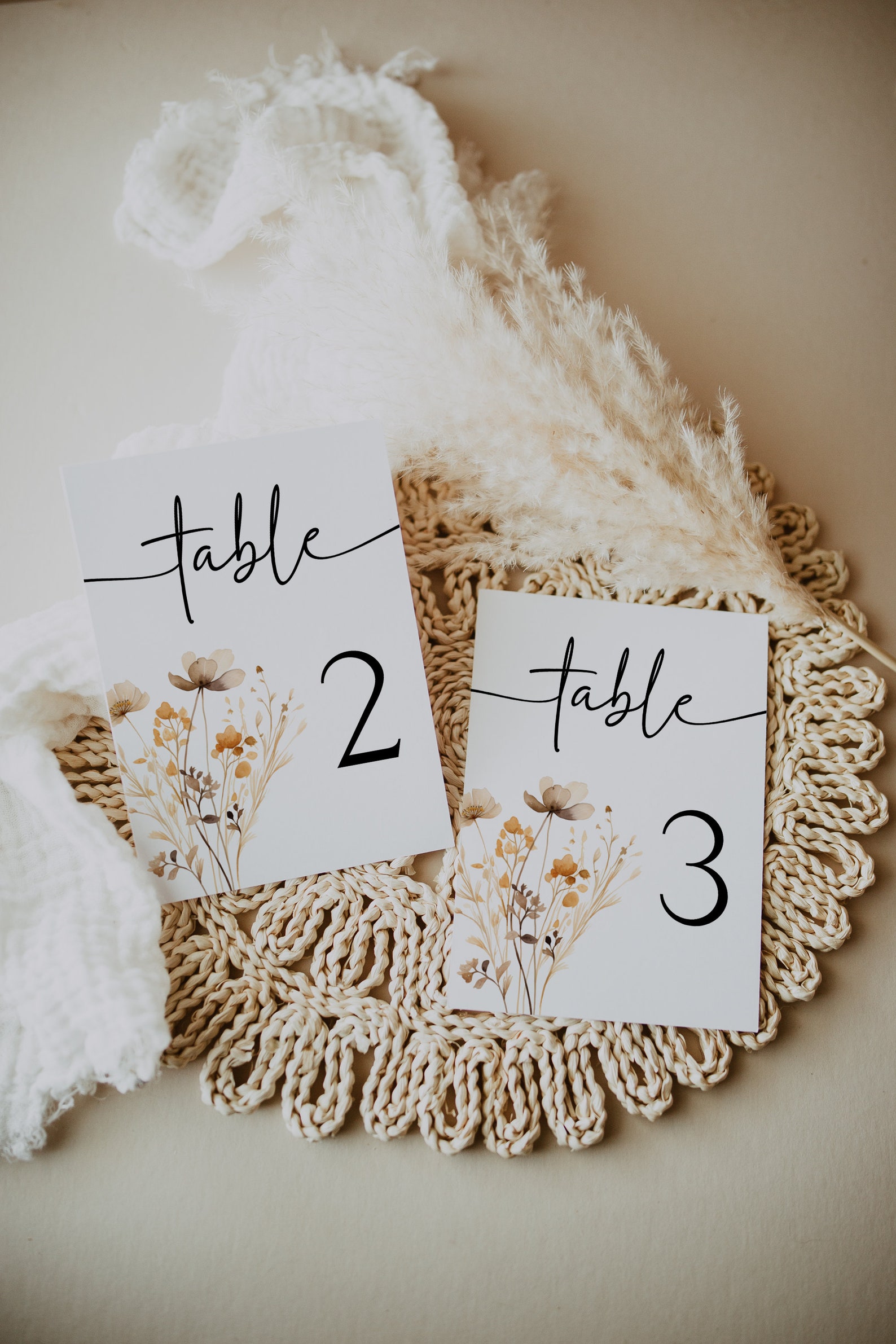 Wildflower Table Number Template, Wildflower Table Number Card, Wedding ...