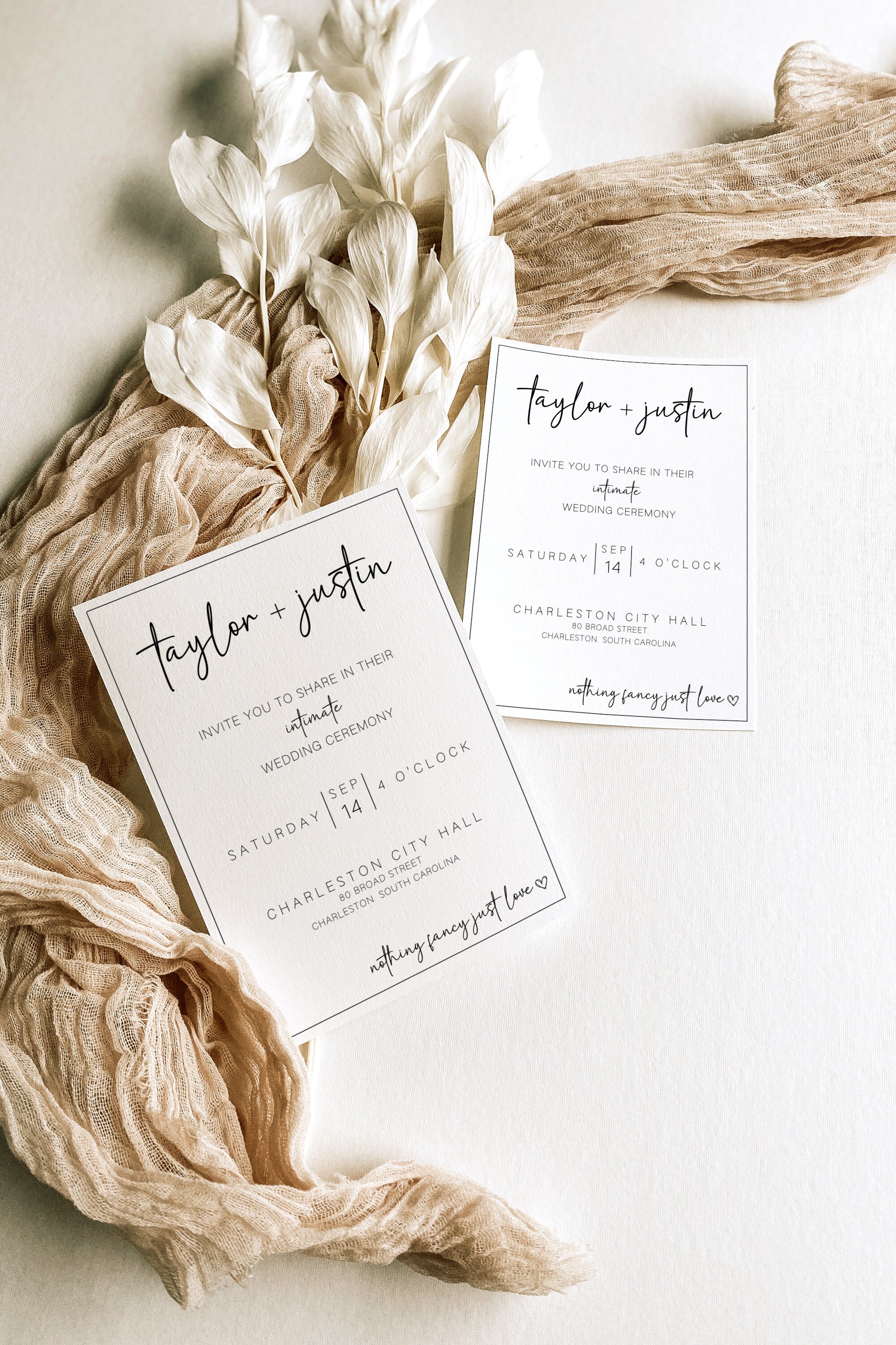 Intimate Wedding Ceremony Invitation, Intimate Wedding Invitation ...