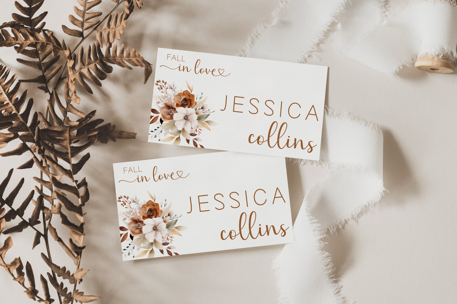Fall Bridal Shower Place Cards, Fall Place Setting Cards, Fall in Love ...