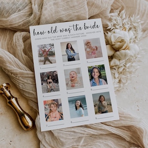 How Old Was the Bride Game, Printable Bridal Shower Photo Guessing Game ...
