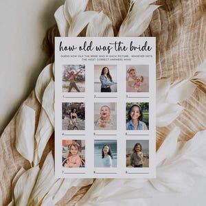 How Old Was the Bride Game, Printable Bridal Shower Photo Guessing Game ...