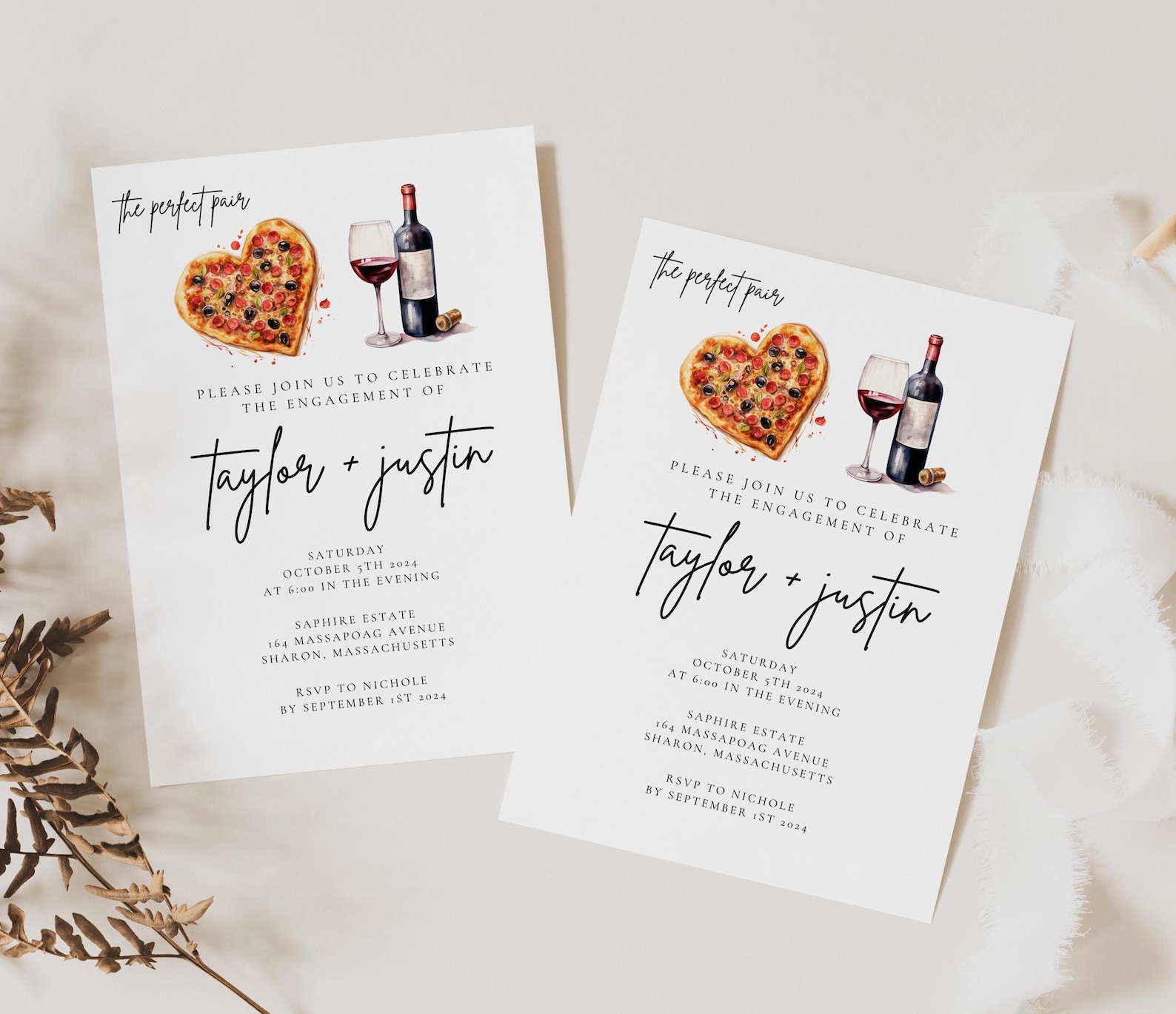 Pizza Engagement Party, Pizza and Wine Engagement Party, Perfect Pair ...