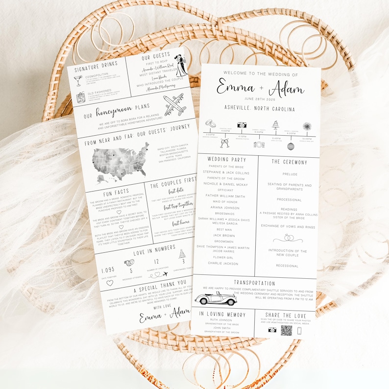 Infographic Wedding Program Template, Unique Wedding Ceremony Program ...