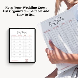 Wedding Guest List Tracker, Printable Guest Checklist for Wedding ...