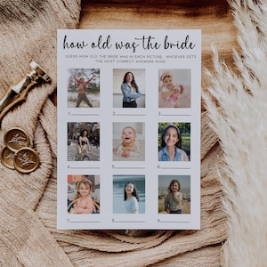 How Old Was the Bride Game, Printable Bridal Shower Photo Guessing Game ...