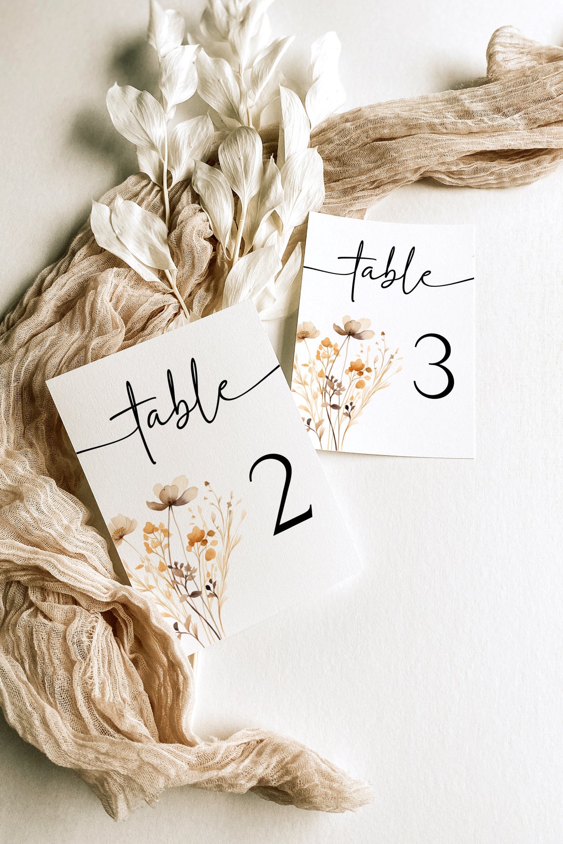 Wildflower Table Number Template, Wildflower Table Number Card, Wedding ...
