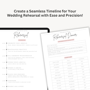Wedding Rehearsal Schedule and Dinner Template, Wedding Rehearsal ...
