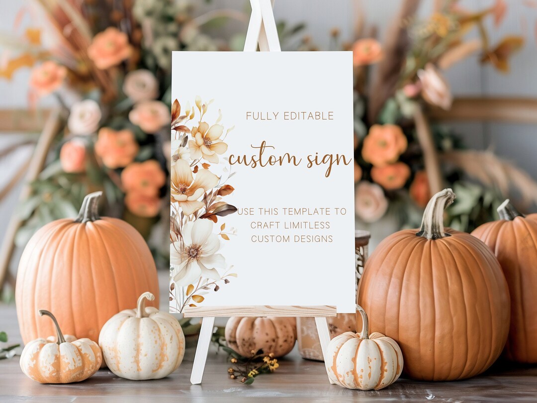 Fall Floral Editable Custom Sign, Floral Custom Sign, Fall in Love ...