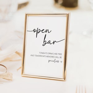 Open Bar Drinks Are on Us, Open Bar Wedding Template, Open Bar Sign ...