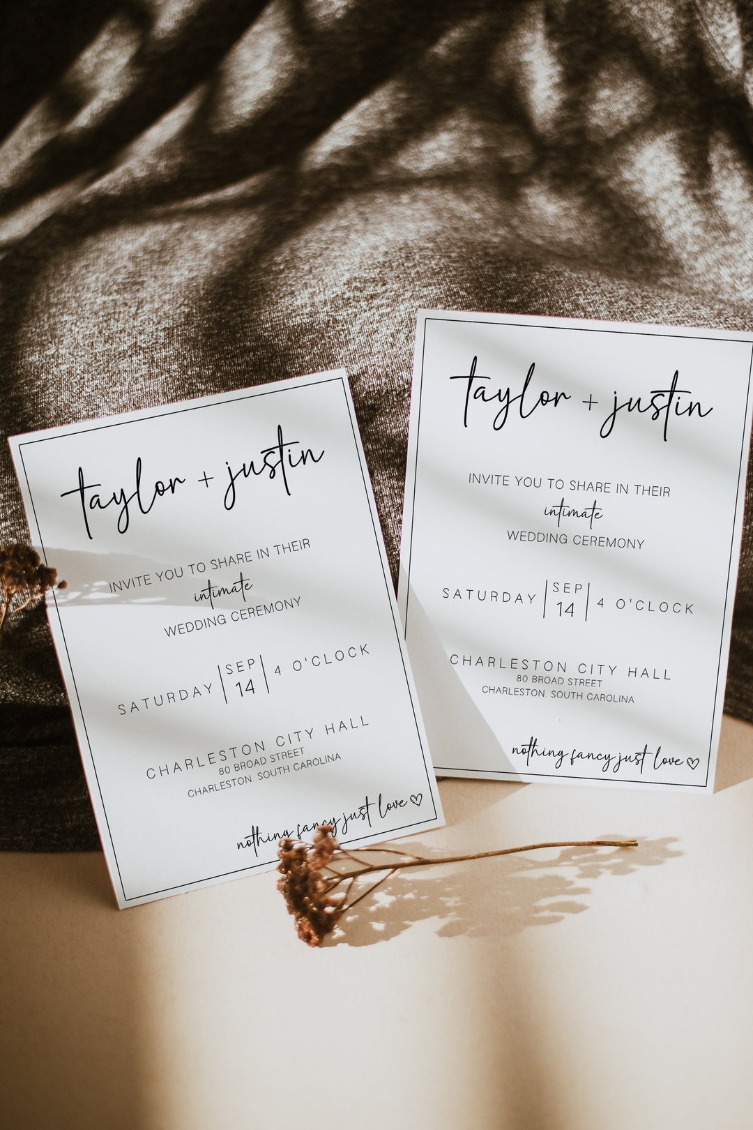 Intimate Wedding Ceremony Invitation, Intimate Wedding Invitation ...