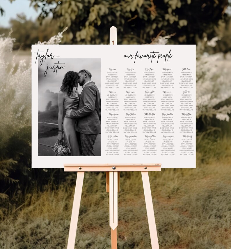 Horizontal Photo Wedding Seating Chart Template, Editable Wedding ...