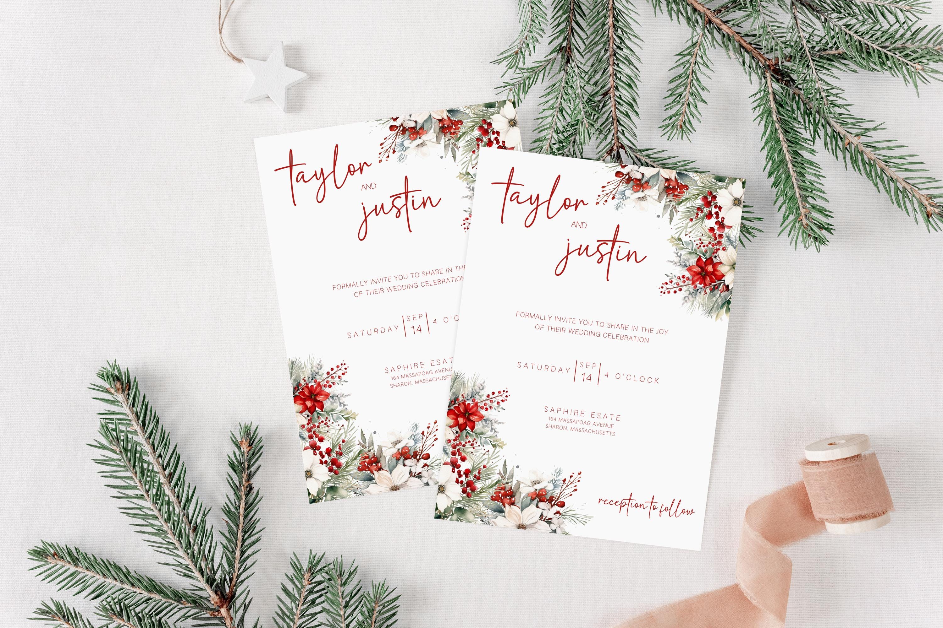 Wedding Invitation Suite Christmas, Winter Wedding Invites, Holiday ...