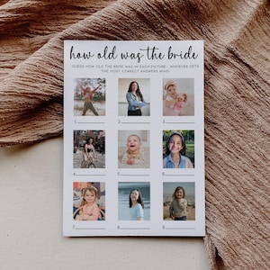 How Old Was the Bride Game, Printable Bridal Shower Photo Guessing Game ...