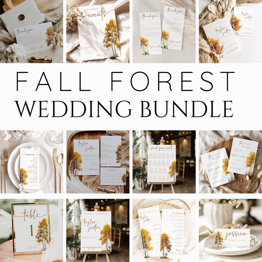 Fall Forest Wedding Invitation, Forest Wedding, Forest Wedding Bundle ...
