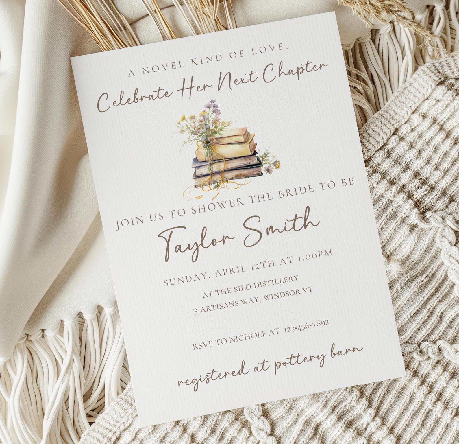 Book Themed Bridal Shower Invitation, Library Bridal Shower Invite ...