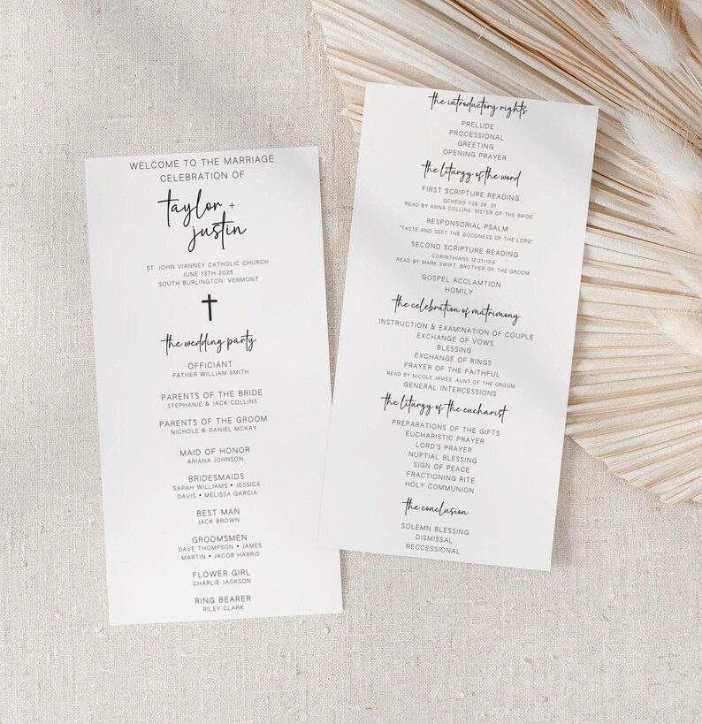 Catholic Wedding Program Template, Elegant Wedding Ceremony Program ...
