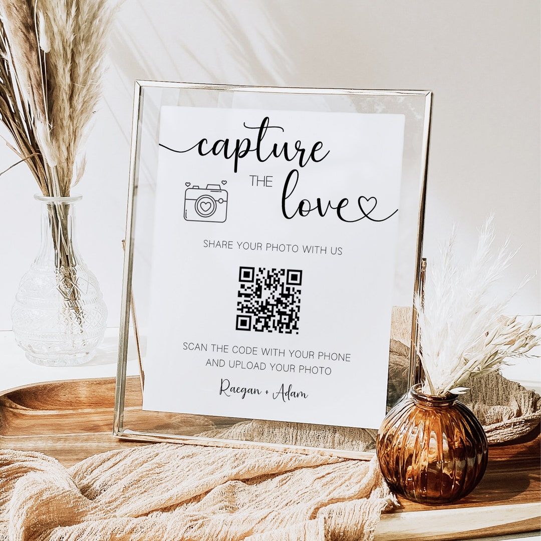 Capture the Love Wedding Qr Code Card, Capture the Love Qr Code Sign ...