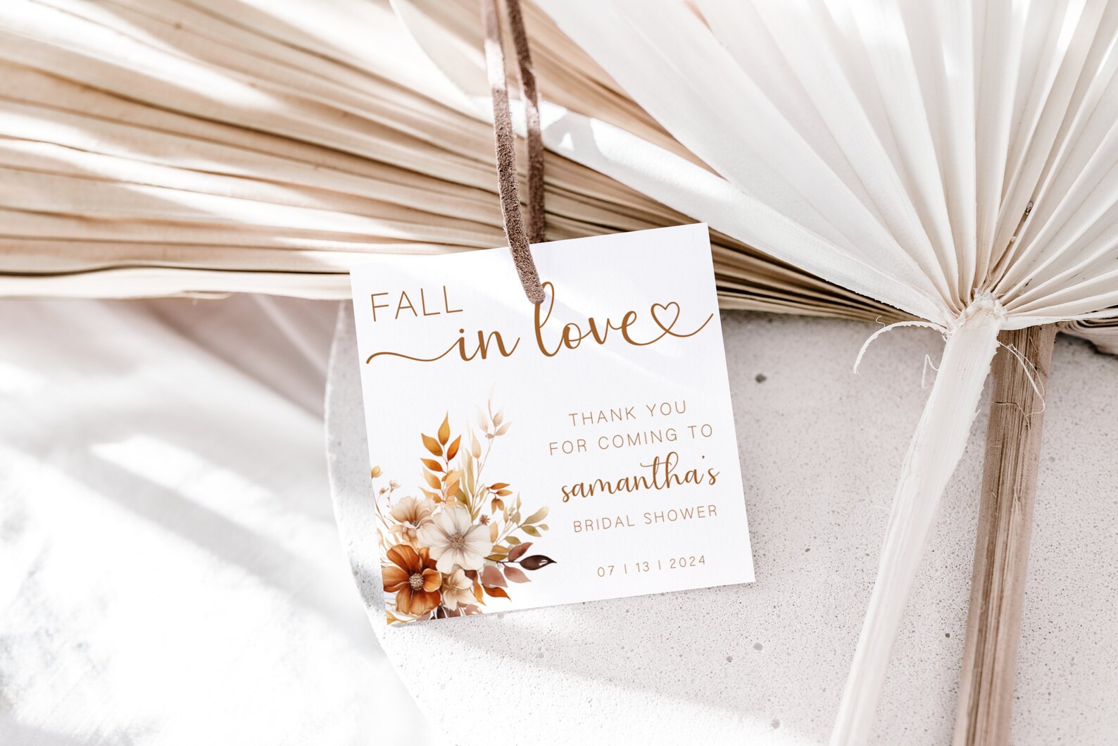 Fall Floral Bridal Shower Favor Tag, Fall Thank You Tag, Fall in Love ...