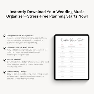 Wedding Day Song List Template, Ceremony and Reception Music Planner ...