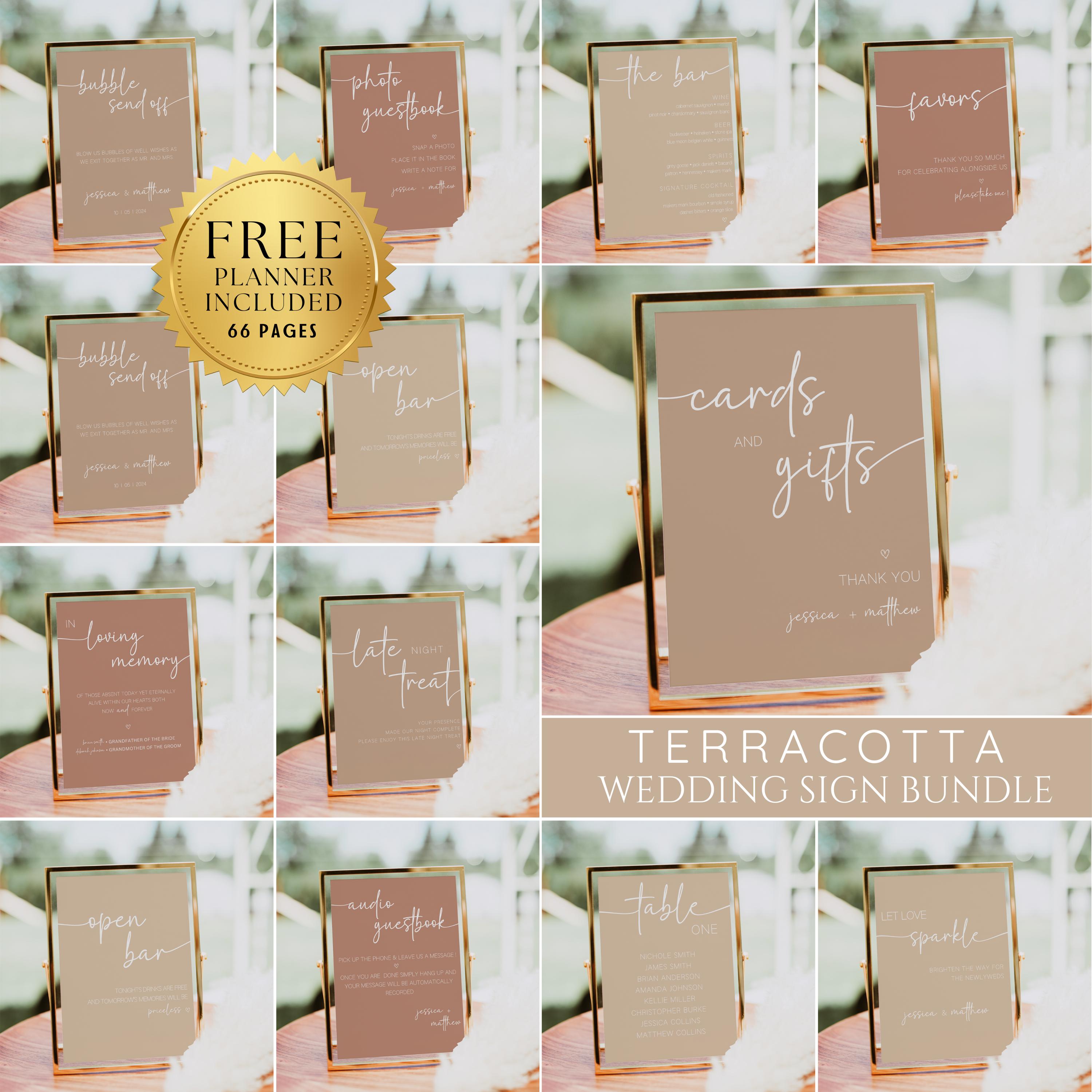 Terracotta Wedding Table Sign Bundle, Editable Wedding Signage ...