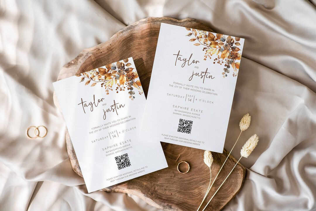Fall Wedding Invitations With Qr Code, Fall Wedding Invitations Qr Code ...