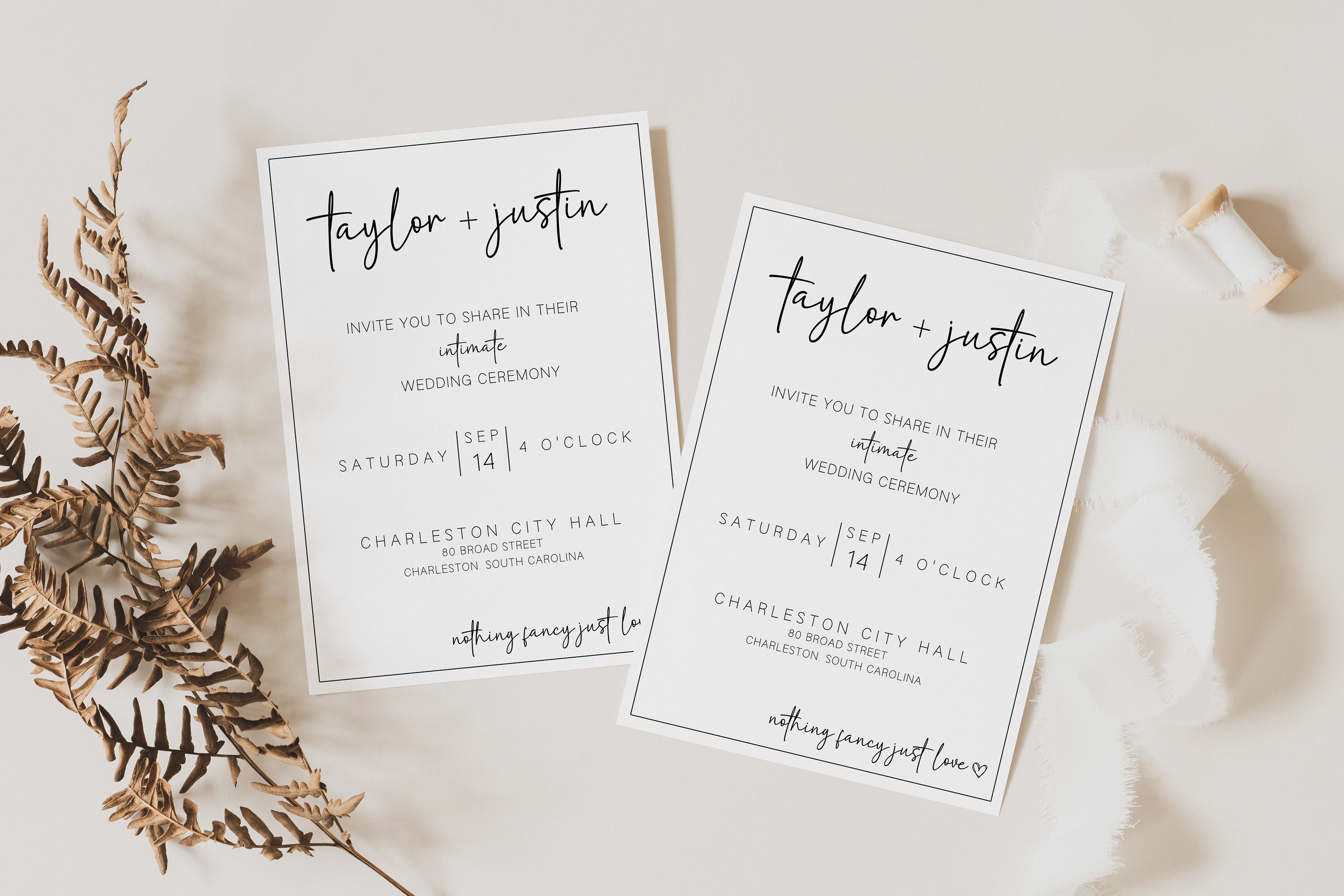 Intimate Wedding Ceremony Invitation, Intimate Wedding Invitation ...