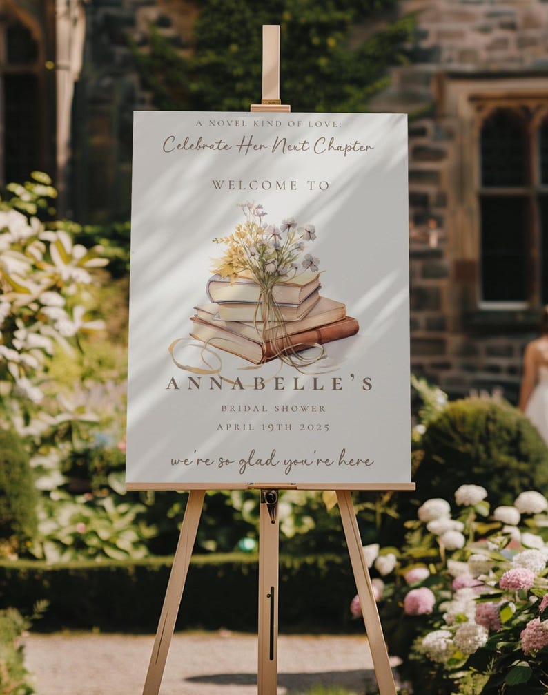 New Chapter Bridal Shower Welcome Sign Template, Storybook Theme ...