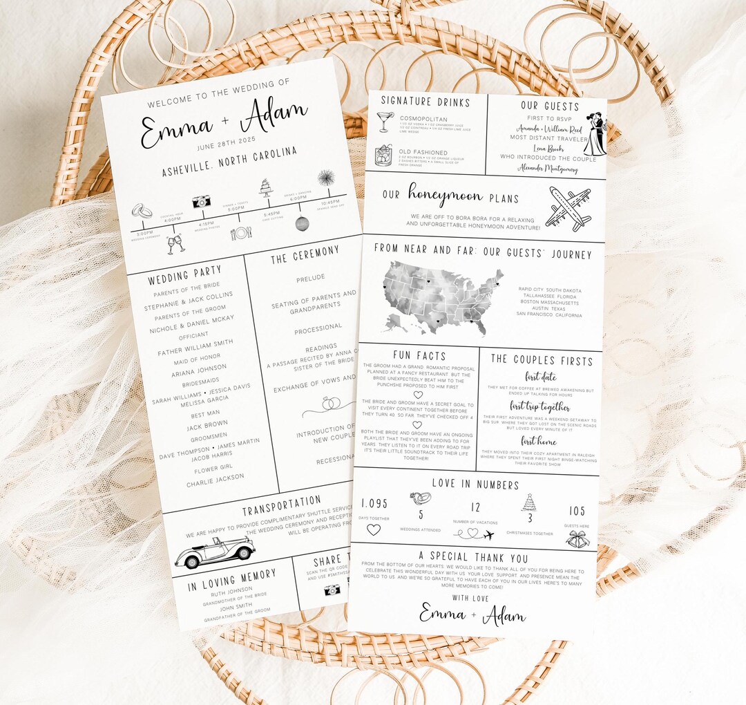 Infographic Wedding Program Template, Unique Wedding Ceremony Program ...