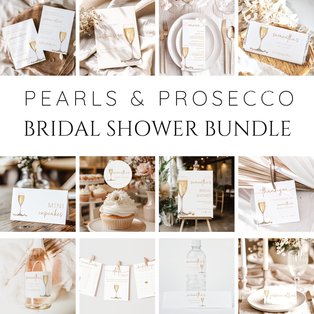 Pearls and Prosecco Bridal Shower Bundle, Pearls and Prosecco Bridal ...