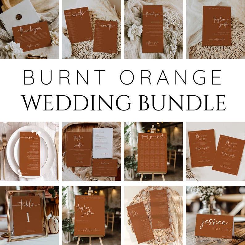 Burnt Orange Wedding Bundle, Burnt Orange Wedding Invitations Set ...