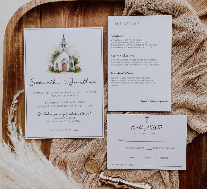 Chapel Wedding Invitation Template, Editable Wedding Venue, Wedding ...