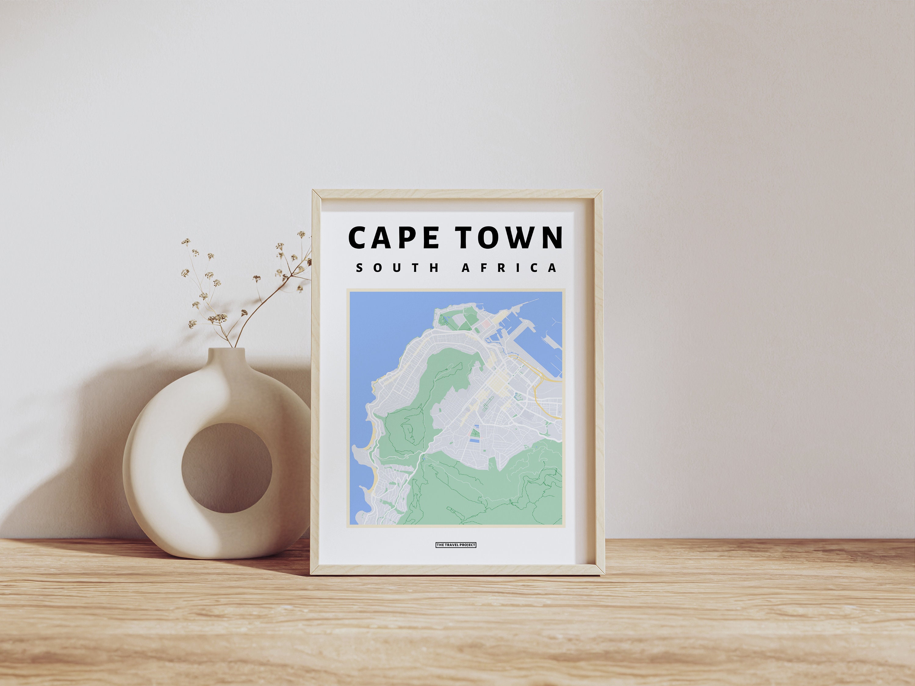 Cape Town City Map. South Africa Travel Print. Map of Africa. World ...