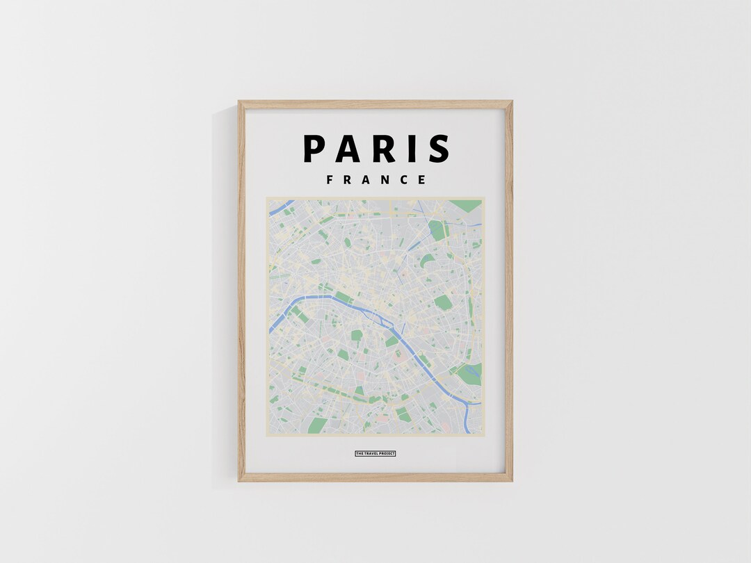 Paris City Map. France Travel Print. Map of Europe. World Maps. Street ...