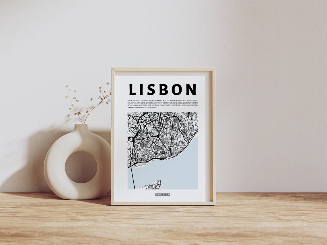Lisbon City Map. Minimal Travel Print. Map of Portugal. World Maps ...