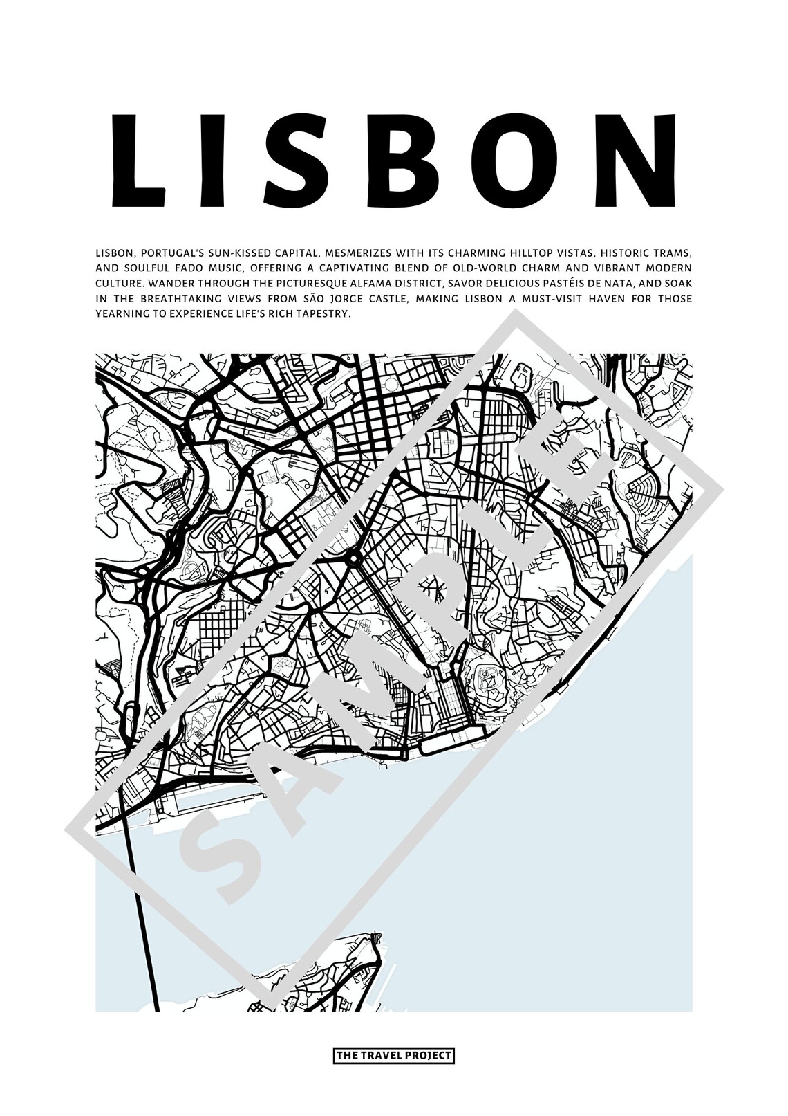 Lisbon City Map. Minimal Travel Print. Map of Portugal. World Maps ...