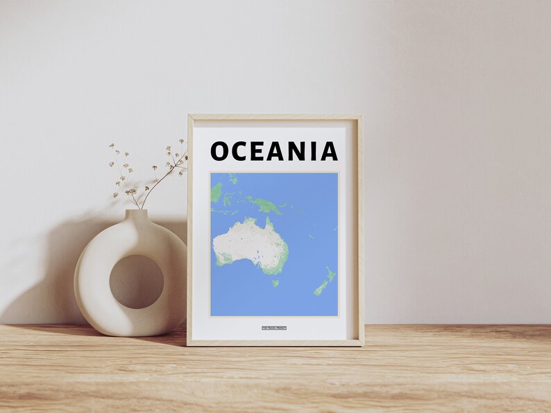 Oceania Map. Oceania Travel Print. Map of Australasia. World Maps ...