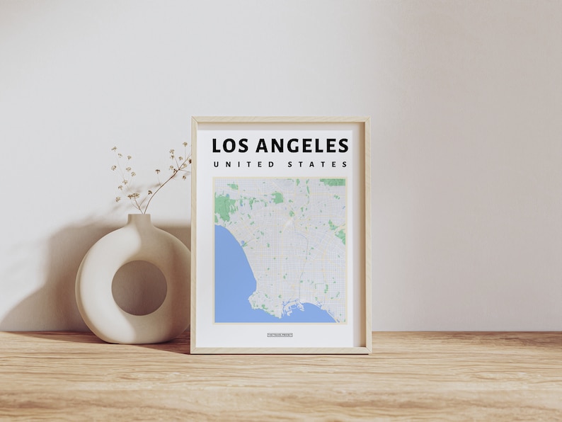 Los Angeles City Map. USA Travel Print. Map of America. World Maps ...