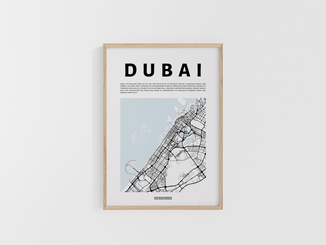 Dubai City Map. Minimal Travel Print. Map of UAE. World Maps. Street ...