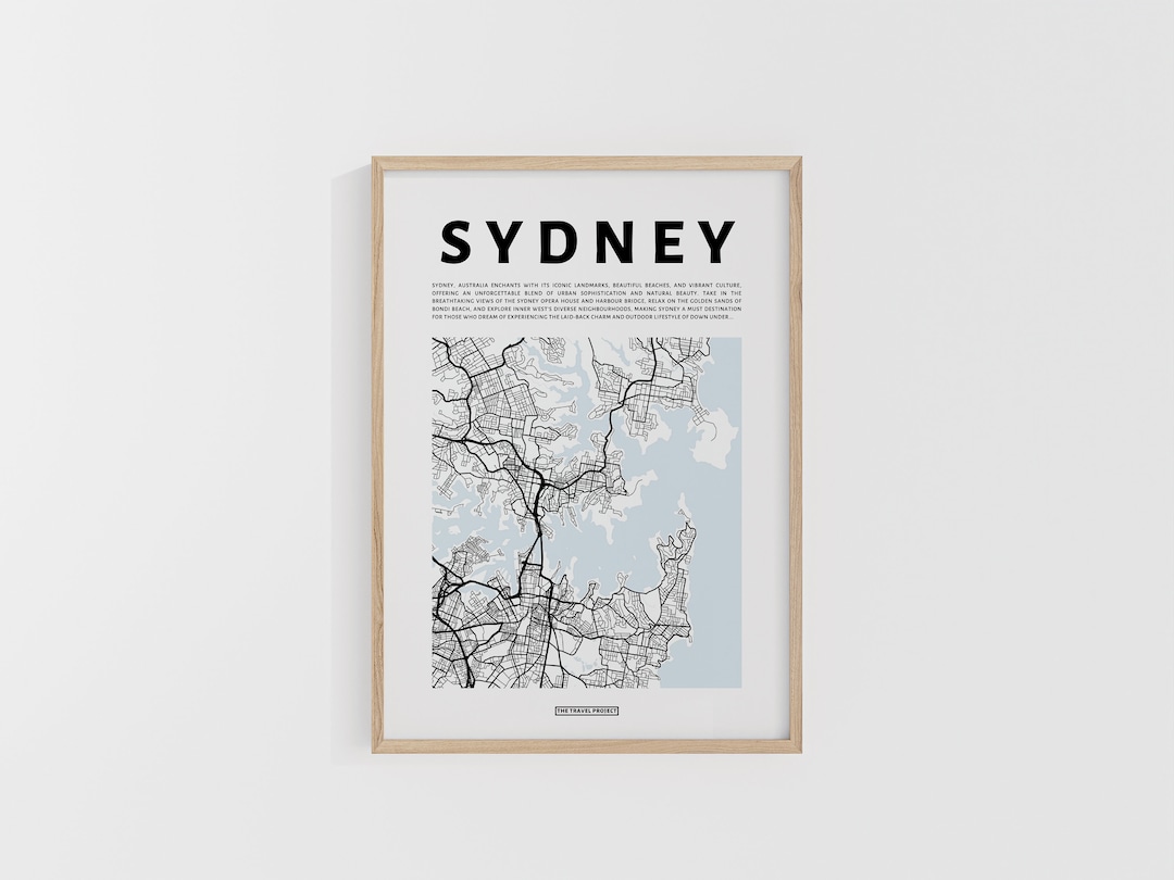 Sydney City Map. Minimal Travel Print. Map of Australia. World Maps ...
