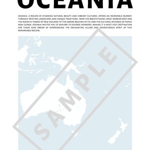 Oceania Map. Minimal Travel Print. Map of Oceania. World Maps. Street ...